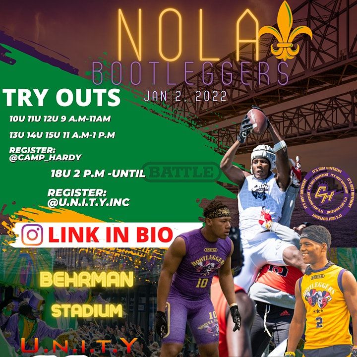 Camp Hardy Bootleggers Showcase 7v7 Tryouts | Behrman Memorial Park ...