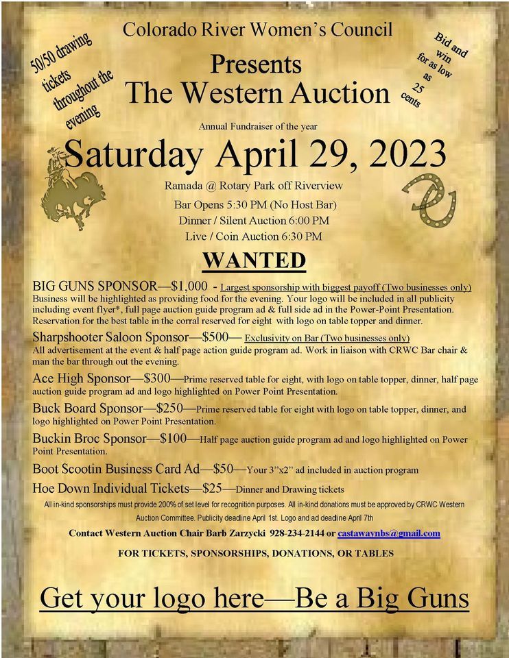 WESTERN AUCTION | Rotary Park, Bullhead City, AZ | April 29, 2023