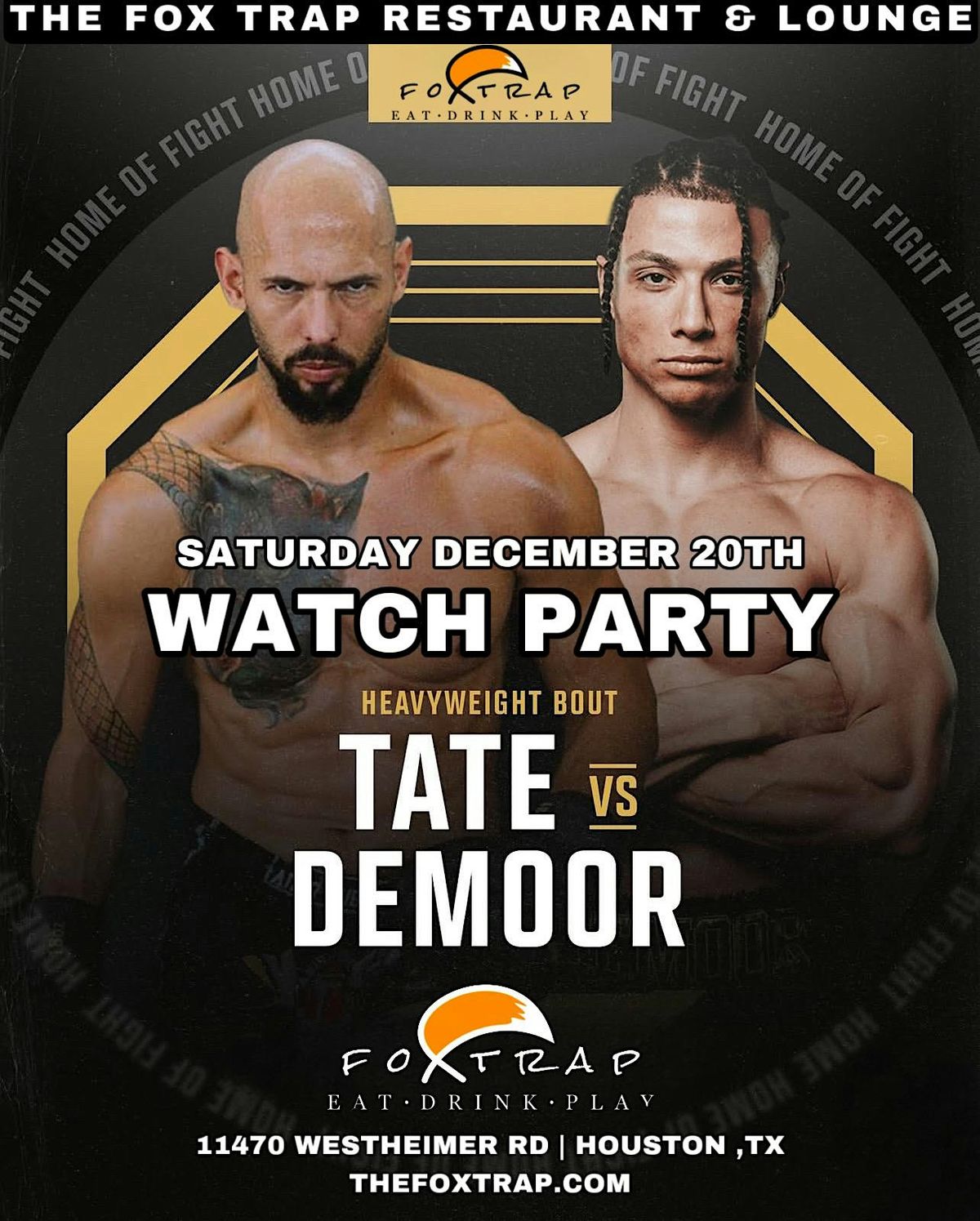 Andrew Tate vs Chase DeMoor|Boxing Fight Watch Party |Food |Drinks ...
