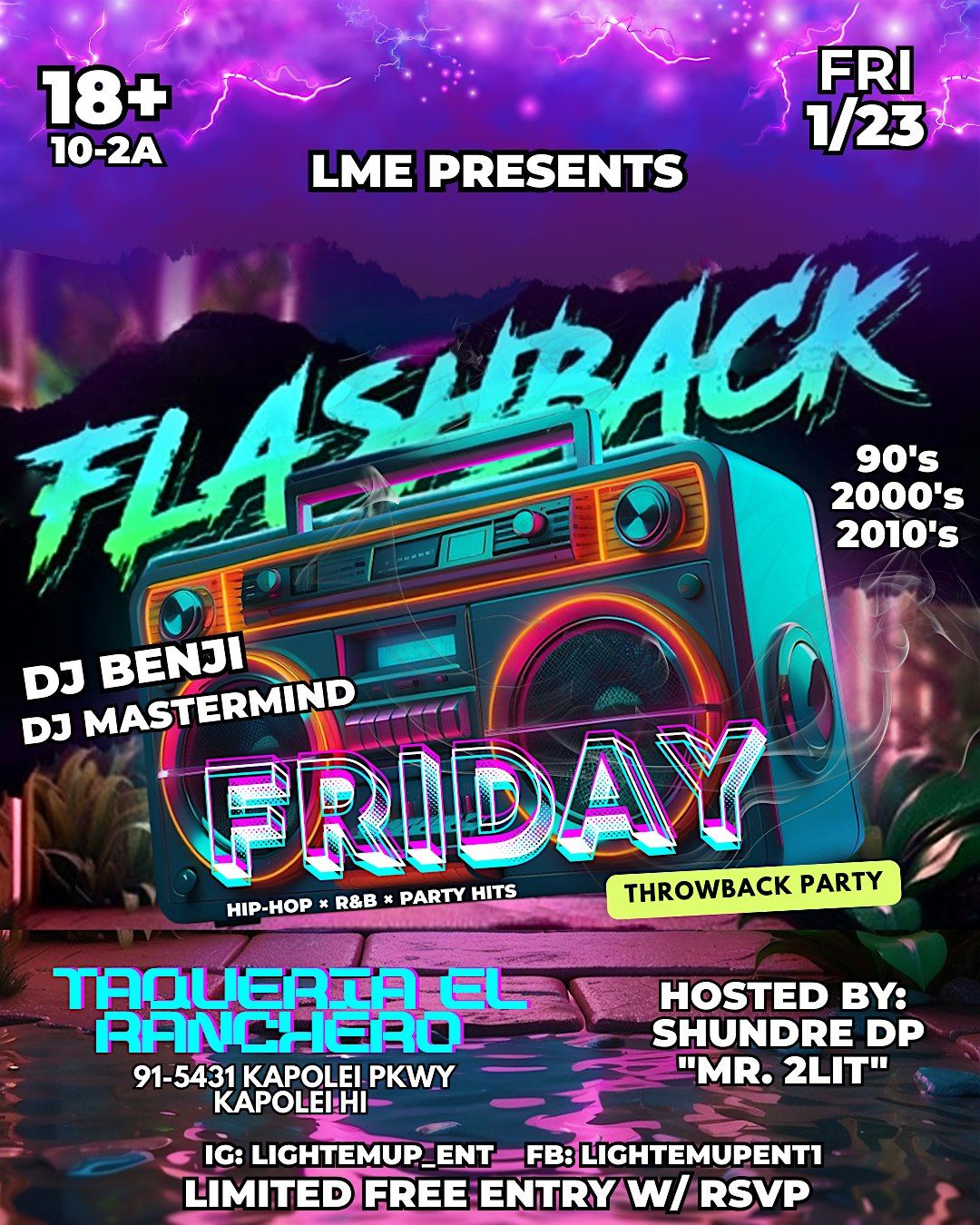 FLASHBACK FRIDAY: THROWBACK PARTY at Taqueria El Ranchero, Kapolei on ...