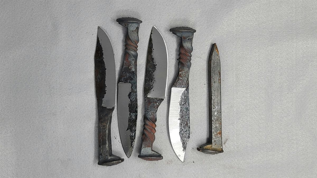 Railroad Spike forged Into Cutlery class with Garrett at Steel Rose ...