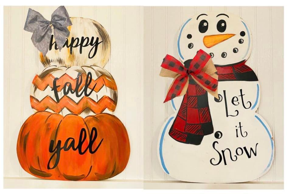 Reversible Fall/ Winter Wooden Sign | Swirlz Art Studio, Clarksville ...
