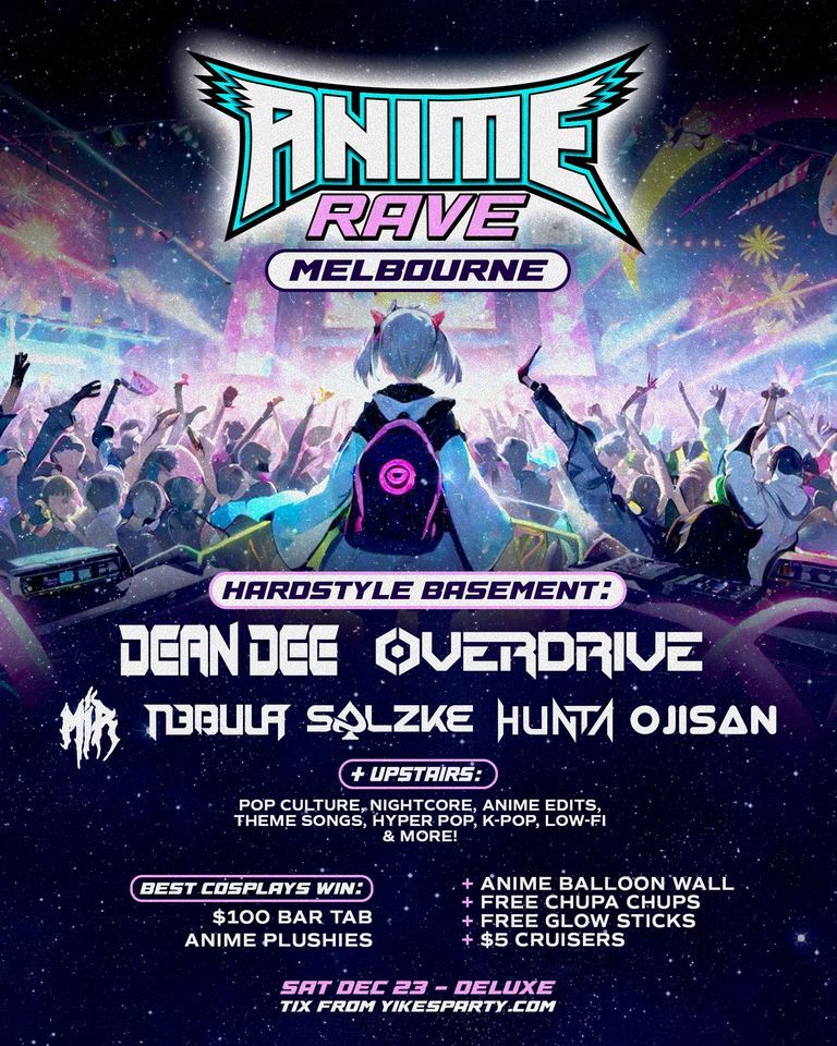 Anime Rave Melbourne | Deluxe Bar & Rooftop, Maribyrnong, VI | December ...