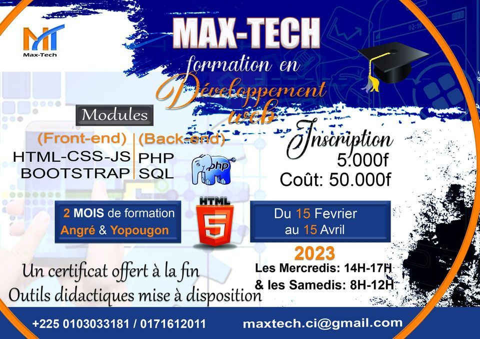 Formation Développeur Fullstack | Côte d'Ivoire +225, Abidjan, AB | March 1, 2023