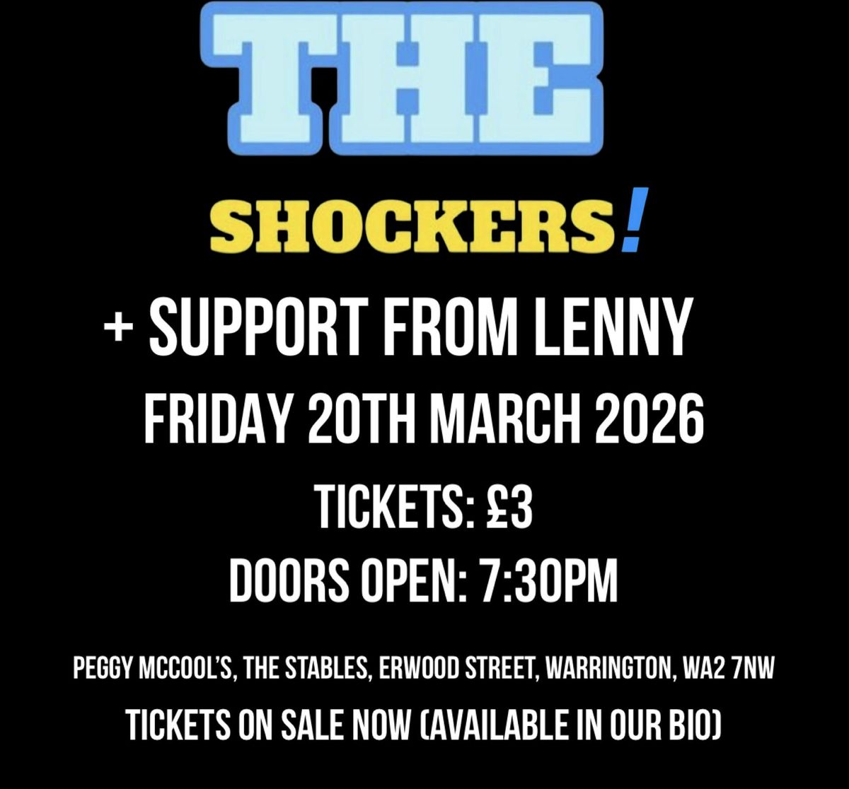 THE SHOCKERS @ PEGGY MCCOOLS at Peggy McCools, Warrington on 28th March ...