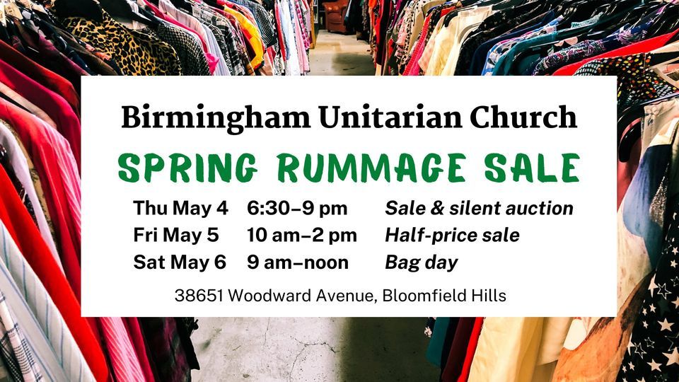 BUC Spring Rummage Sale | Birmingham Unitarian Church, Bloomfield Hills ...