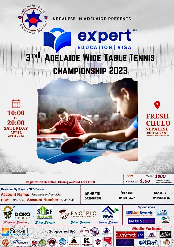 3rd Adelaide wide Table Tennis championship 2023 | 514 Cross Rd ...