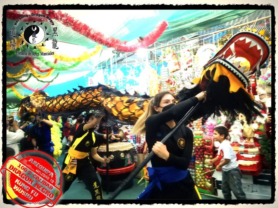 EXHIBICION: DANZA DE DRAGON Y LEON PARQUE LAMBRAMANI at Escuela de ...
