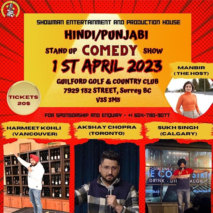 STAND UP COMEDY | Guildford Golf & Country Club, Surrey, BC | April 1, 2023