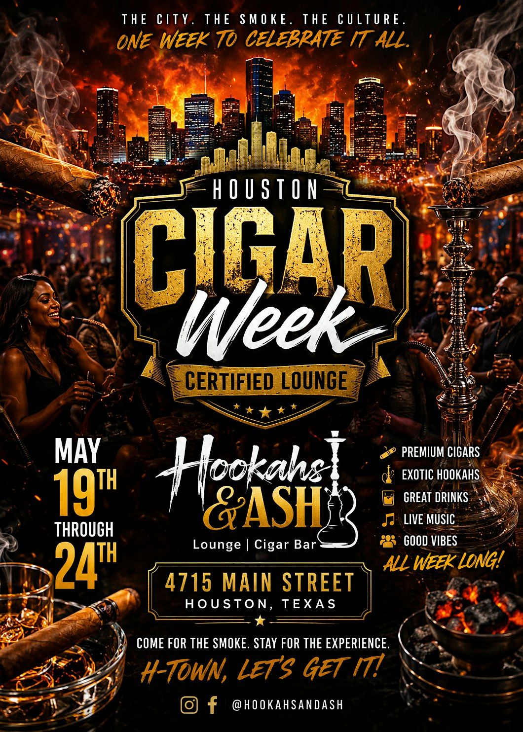 Houston Cigar Week Opening Night | Hookahs & Ash at 4715 Main St ...