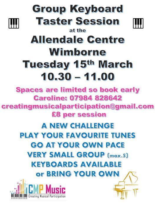 Group Keyboard Taster Session | Allendale Centre, Wimborne | March 15, 2022