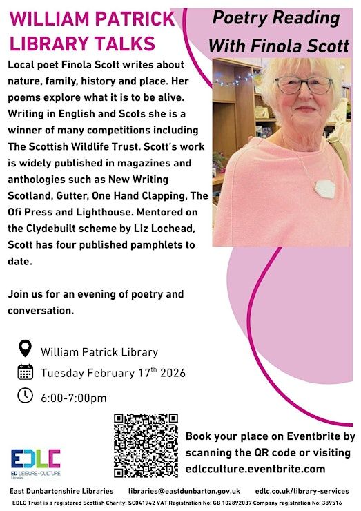 William Patrick Library Talks: Poetry Reading With Finola Scott at ...
