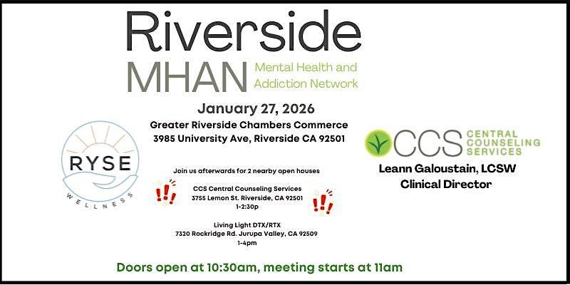 January Riverside MHAN Mental Health and Addiction Network at Greater ...