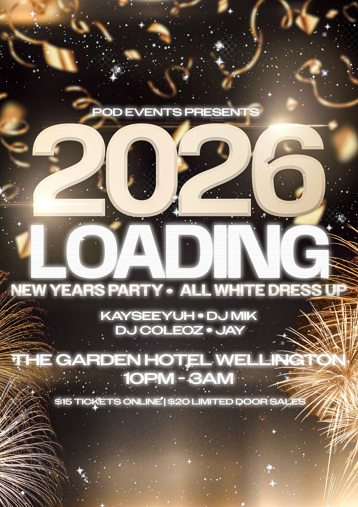 2026 LOADING (NYE PARTY) at The Garden Hotel, Wellington on 31st ...