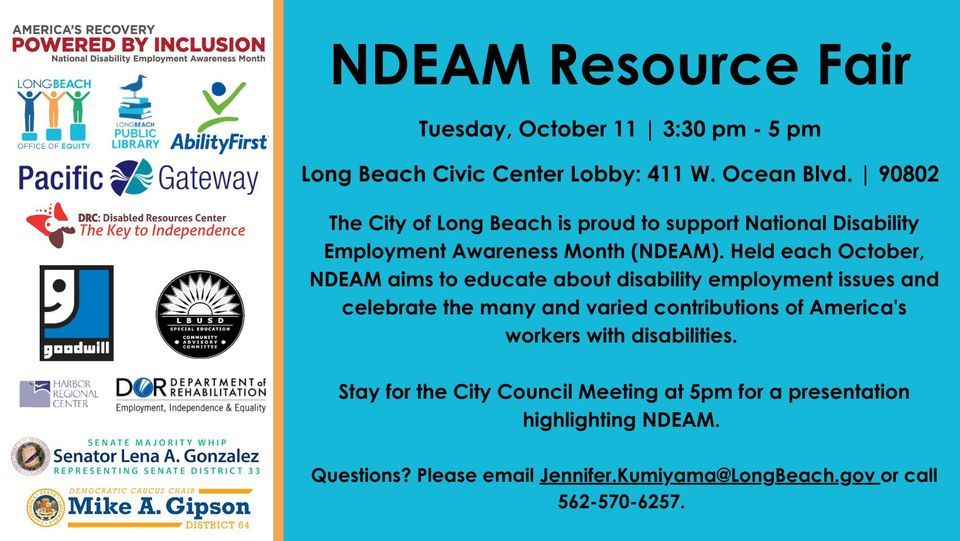 City of Long Beach NDEAM Resource Fair | Long Beach Civic Center ...
