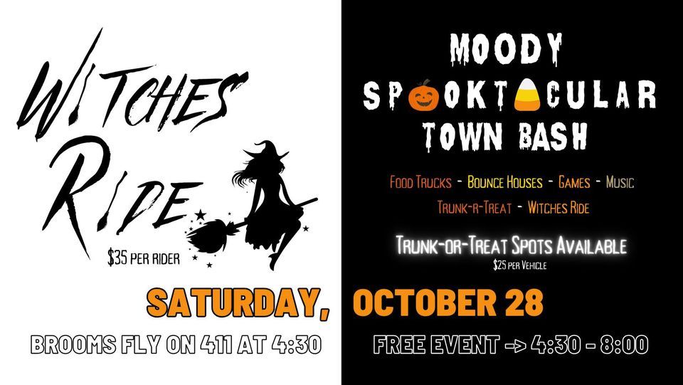 Witches Ride & Moody Spooktacular Town Bash | Moody City Park | October 28 to October 29