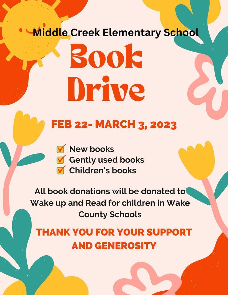 Wake Up and Read - Childrens Book Drive at Middle Creek Elementary ...
