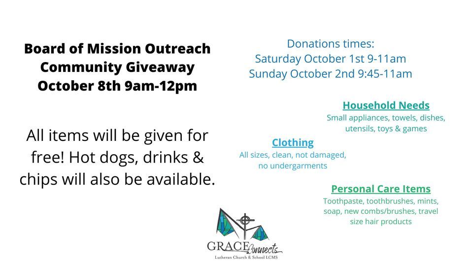 2022 Community Giveaway | Grace Lutheran Church & School, Saint ...