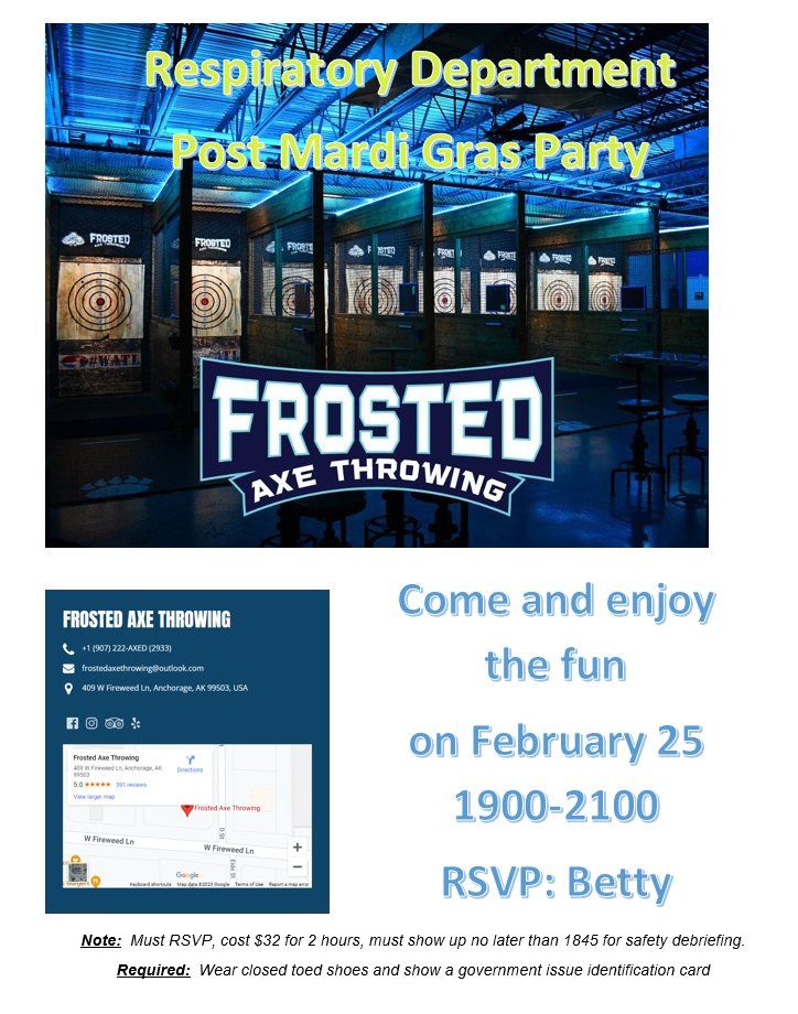 RT Post Mardi Gras Party at Frosted Axe Throwing, Anchorage on 25th ...