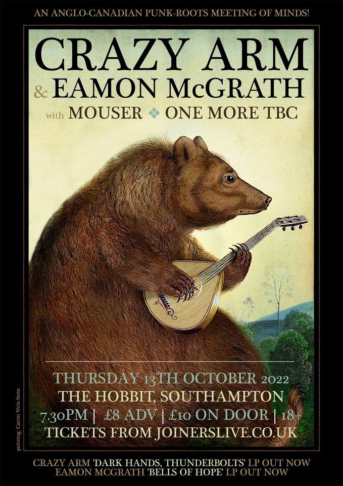 Crazy Arm + Eamon Mcgrath + Mouser at The Hobbit, Southampton | The Joiners, Southampton, EN ...