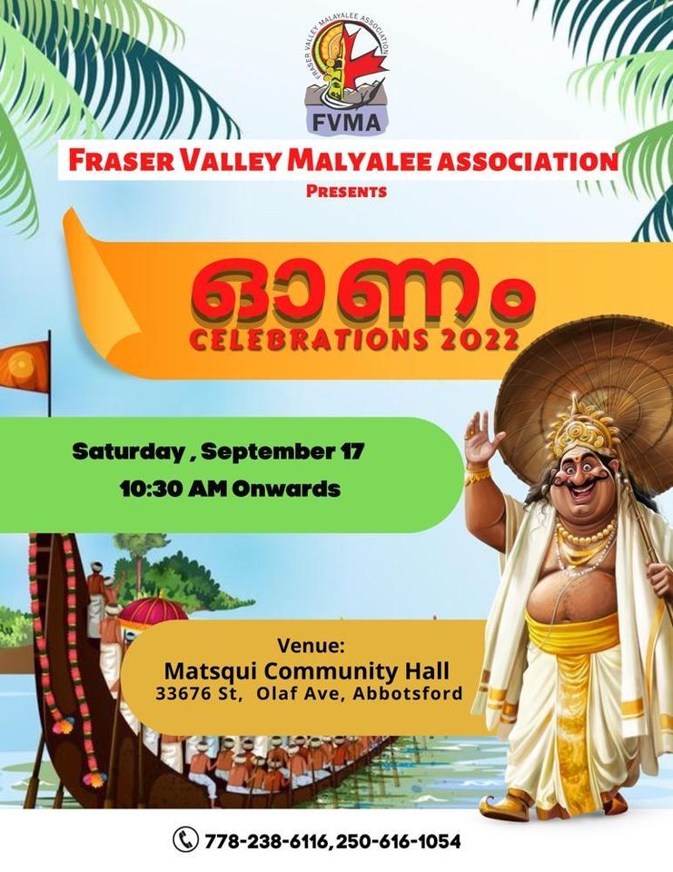 Onam Celebration 2022 | Matsqui Community Hall, Abbotsford, BC ...