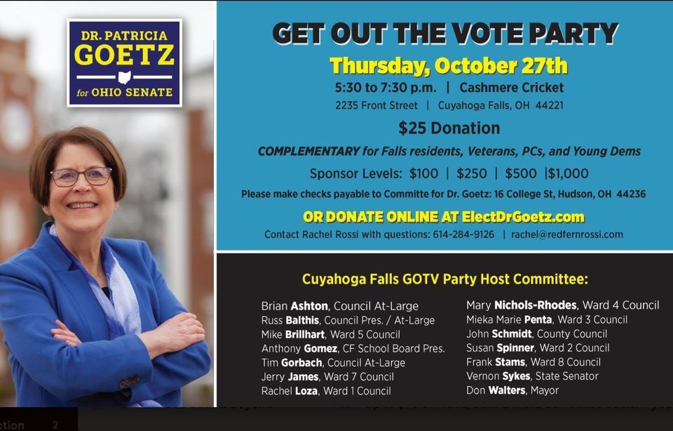 Cuyahoga Falls Get Out The Vote Party with Dr. Patricia Goetz for Ohio ...