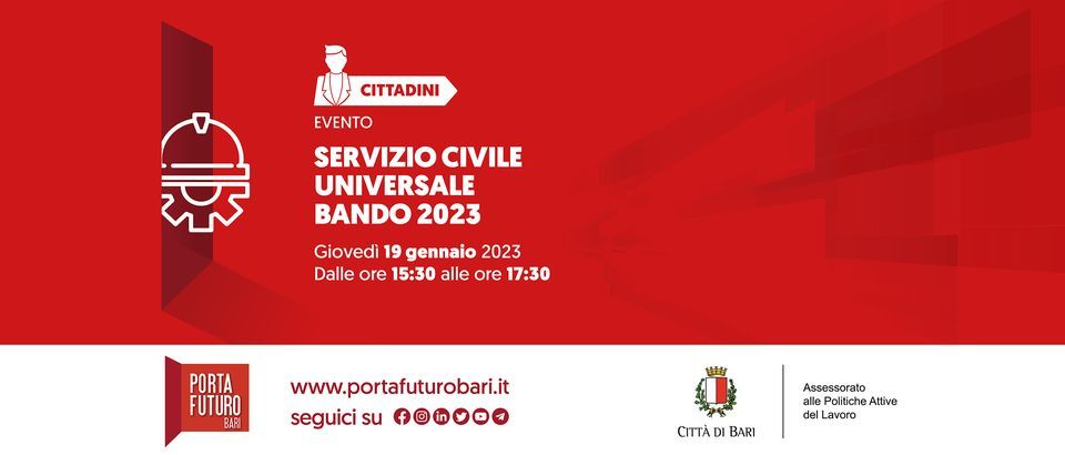 SERVIZIO CIVILE UNIVERSALE - BANDO 2023 | Porta Futuro Bari | January 19, 2023