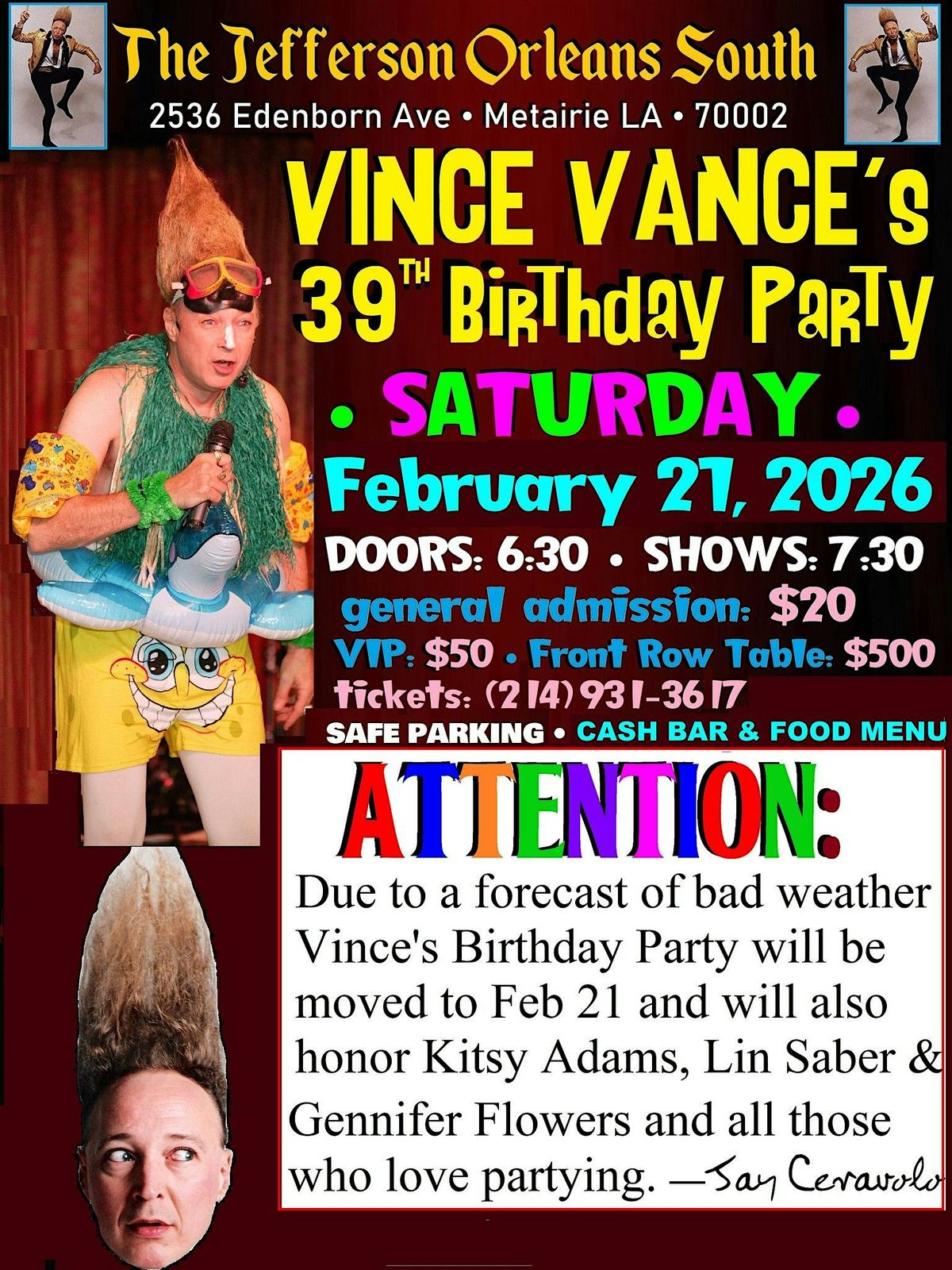 Vince Vances Big Birthday Celebration Let the Good Times Roll Laissez ...