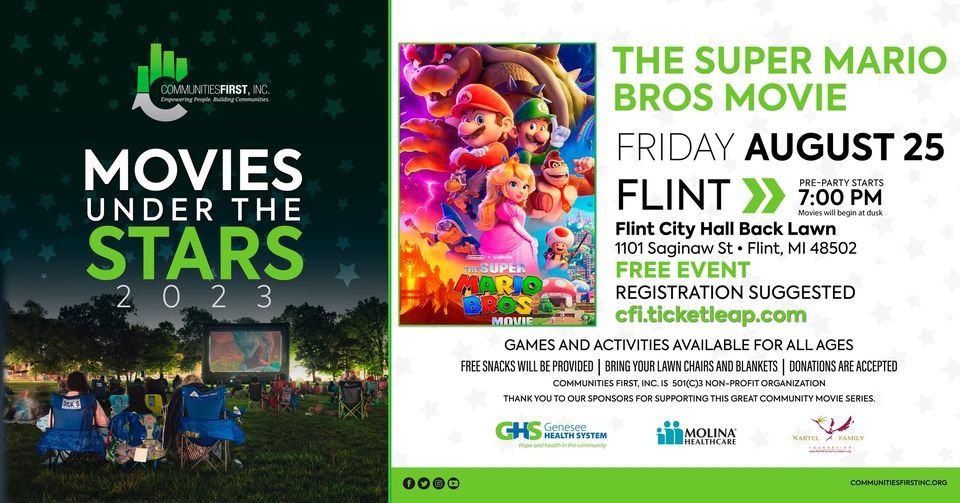 Flint Movies Under the Stars Super Mario Bros at Flint City Hall on ...