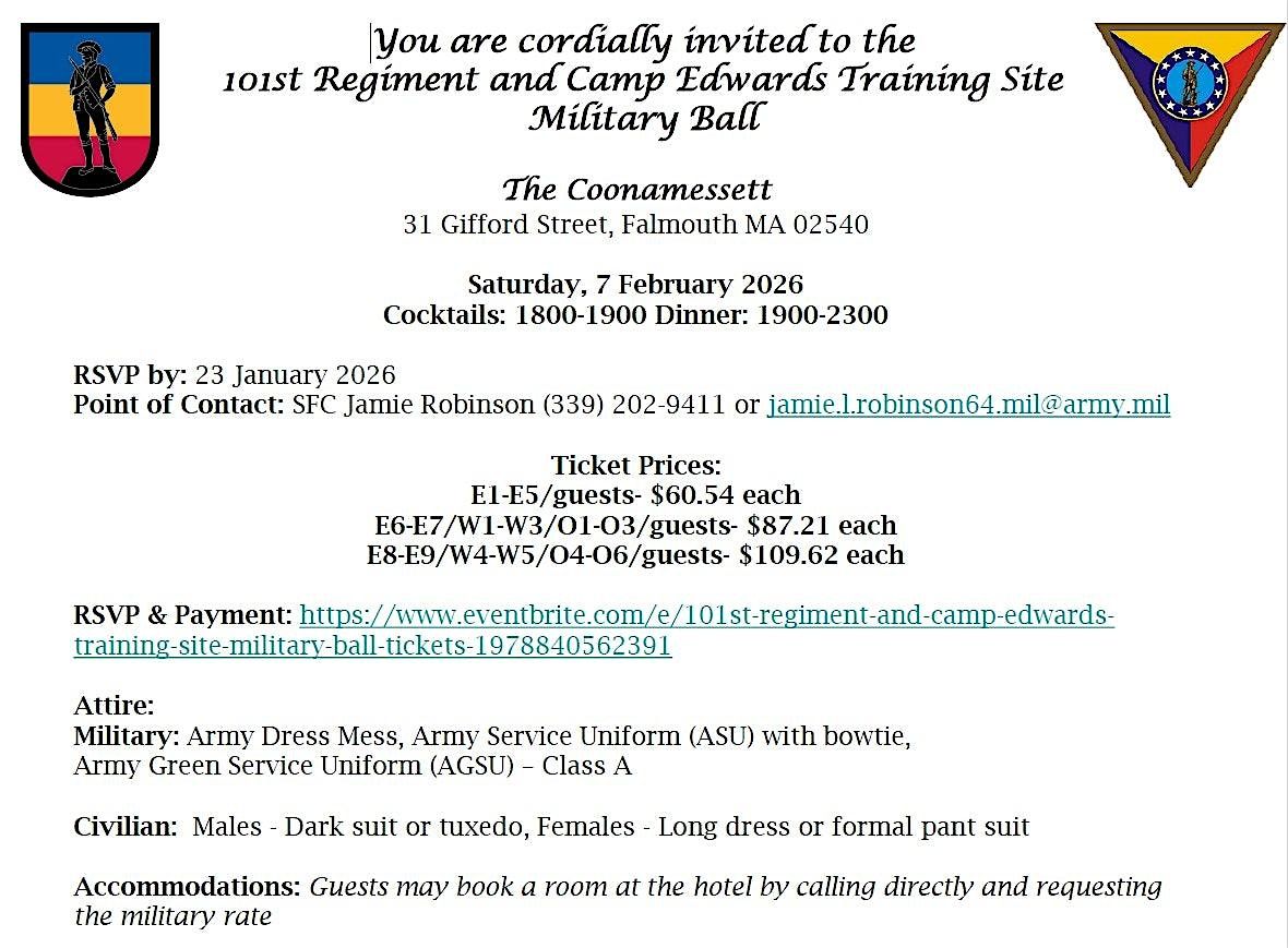 101st Regiment and Camp Edwards Training Site Military Ball at The ...